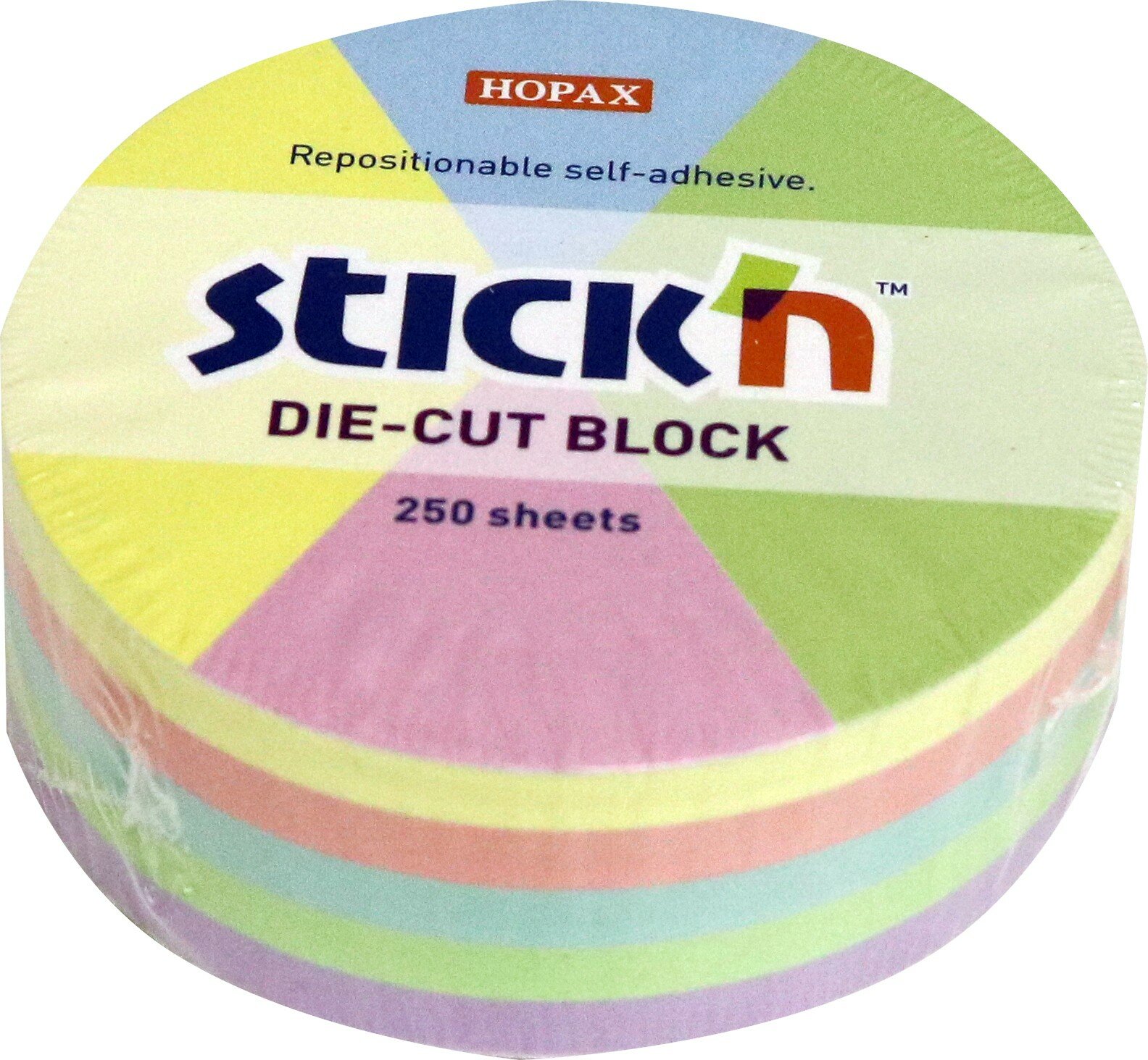 Блок для записей самоклеящийся "Круг", пастельные цвета, 67x67 мм, 250 листов (21829)