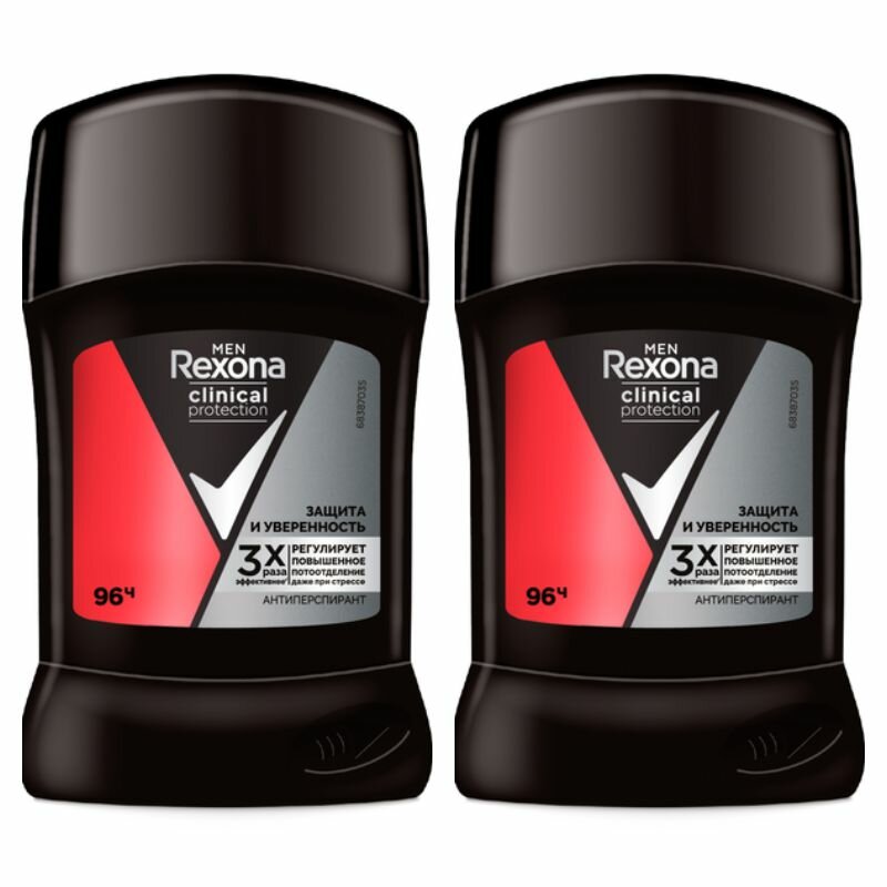 Део-стик мужской рексона CLINICAL PROTECTION Сухость и уверенность 50 мл, 2 шт
