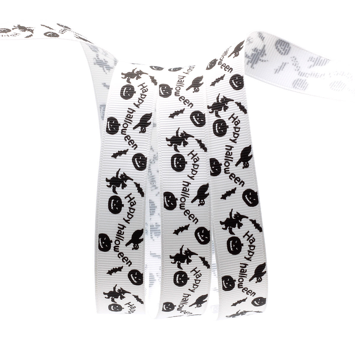 Лента репсовая декоративная Айрис Premium 'Черно-белый Хэллоуин', 2см*22,5м (029 белый)