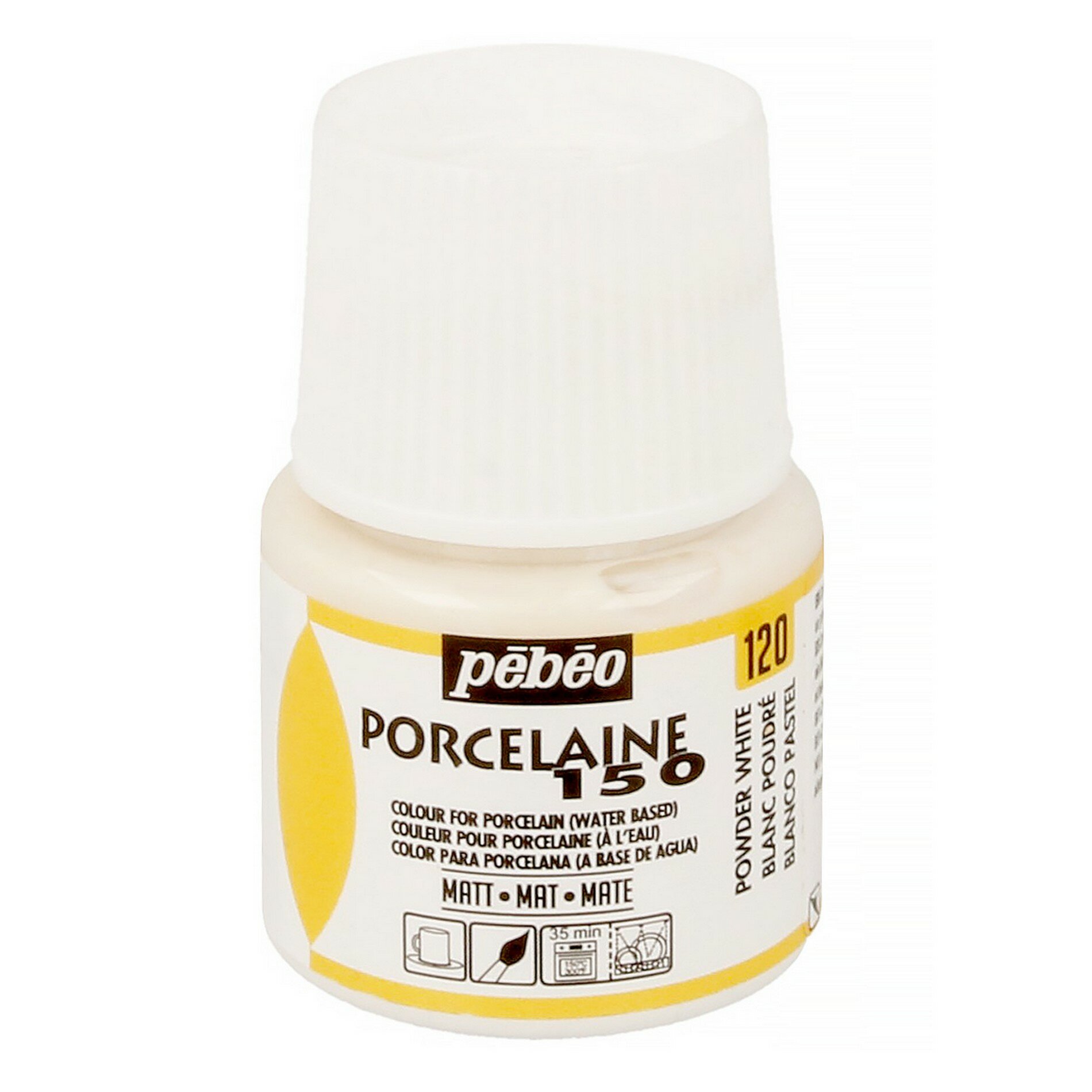 Краска по фарфору и керамике под обжиг матовая Porcelaine 150 45 мл, цв. белая пудра