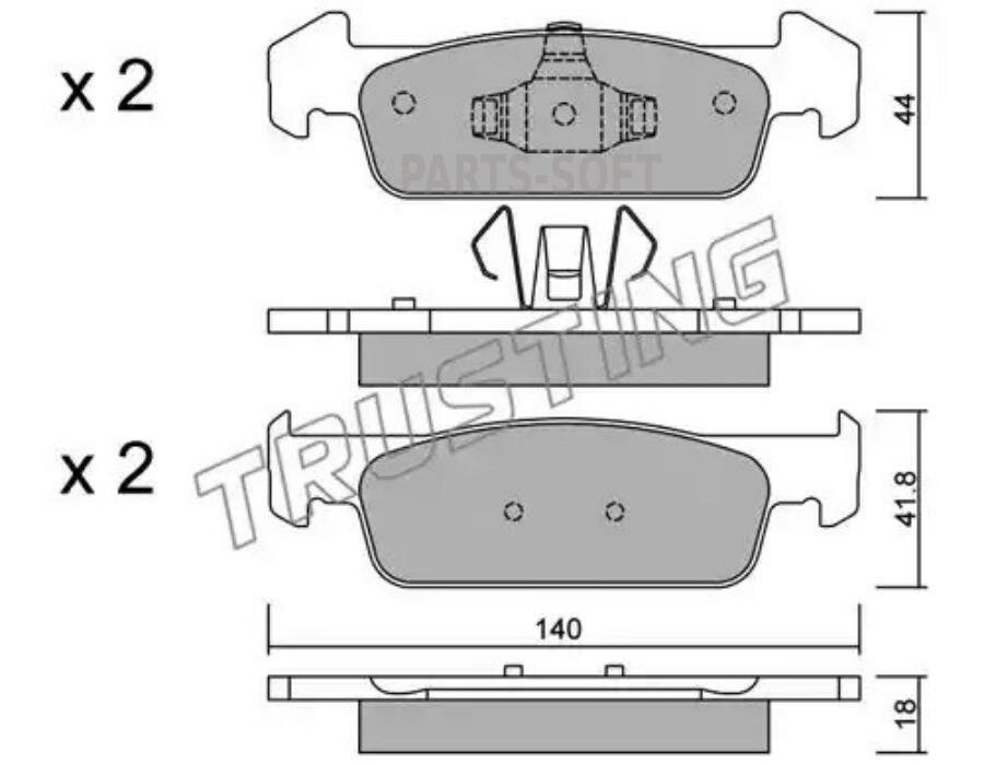 К-т дисков. тормоз. колодок Dacia Logan 2012-, Sandero 2013-, Renault Clio 2012- Front Trusting арт. 9911