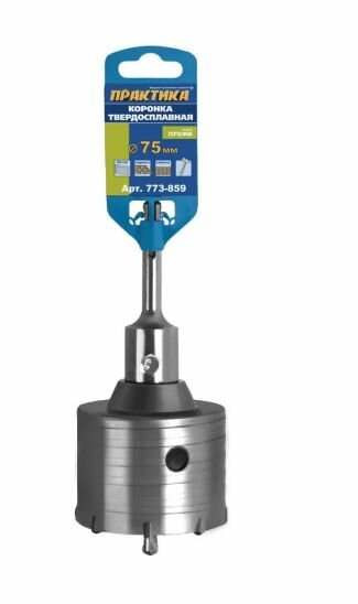 Коронка ПРАКТИКА 773-859 твердосплавная, ударная, 75 мм, SDS-Plus (1шт.) клипса