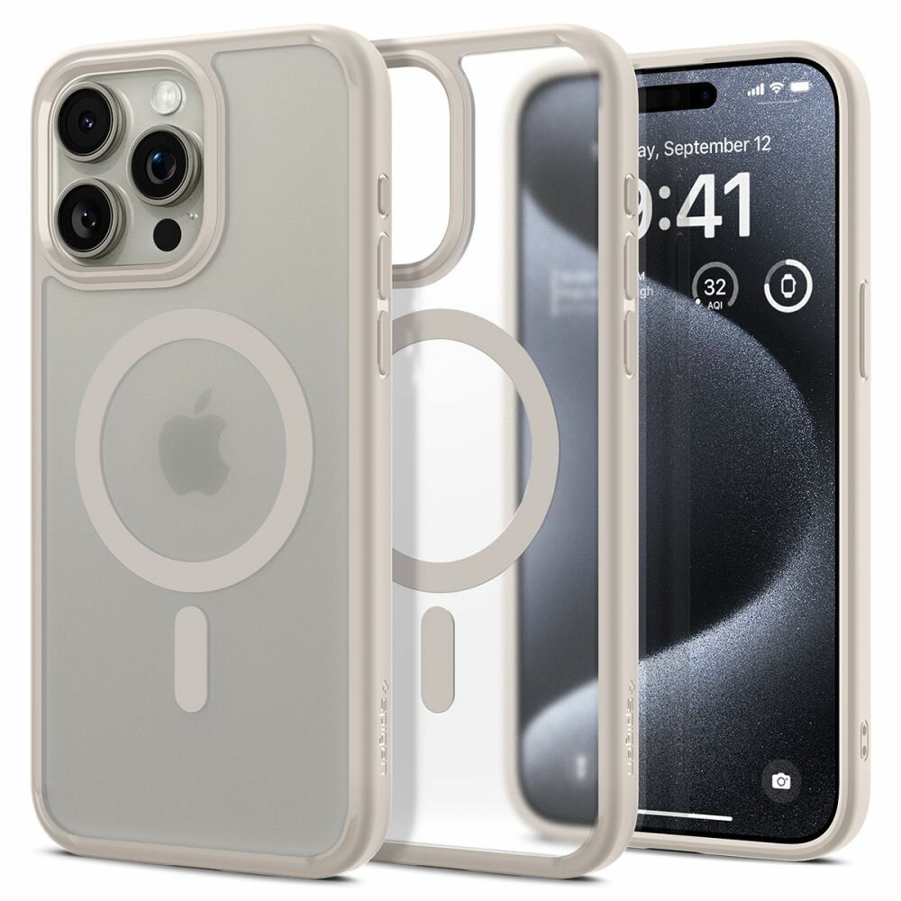 Защитный чехол Spigen Ultra Hybrid Magsafe для iPhone 15 Pro Frost Natural titanium