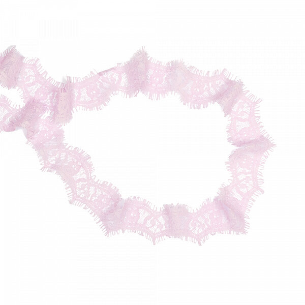 Изысканное шантильи: "Кружево Реснички" 40 мм, 9 м ± 0,5 м, сиреневый и розовый, пришивной, сиреневый, 900 см
