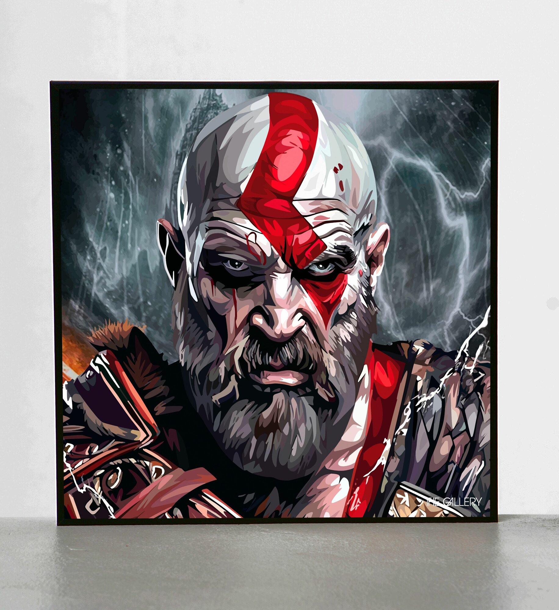 Картина постер Кратос Бог Войны God of War в рамке в стиле поп-арт