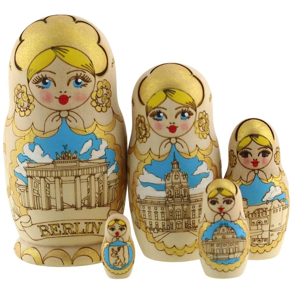 Матрёшка берлин 5-И кукольная 100*50 мм контуры С росписью