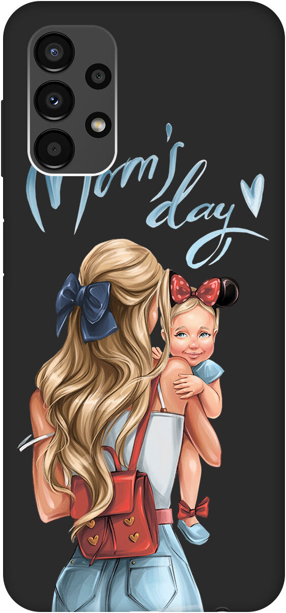 Матовый чехол Mom's Day для Samsung Galaxy A13 4G / Самсунг А13 4Г с 3D эффектом черный