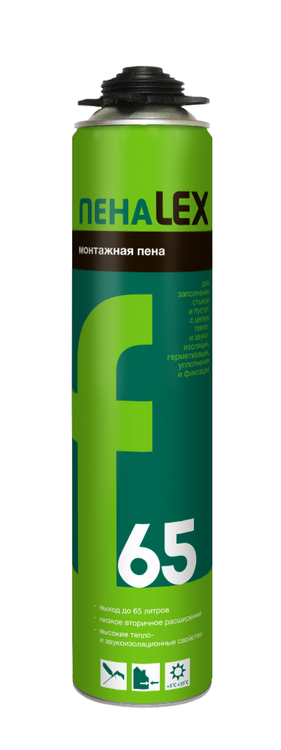 Монтажная пена LEX 65, полиуретановая, пистолетная, летняя, 750 мл