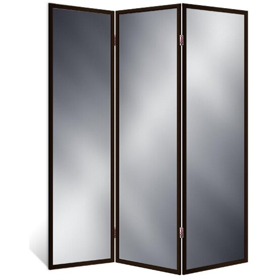Ширма перегородка Декор Депо для комнаты деревянная "Блеск стали" двухсторонняя с картинкой (абстр) 3 створки венге 176х140 см 11 кг