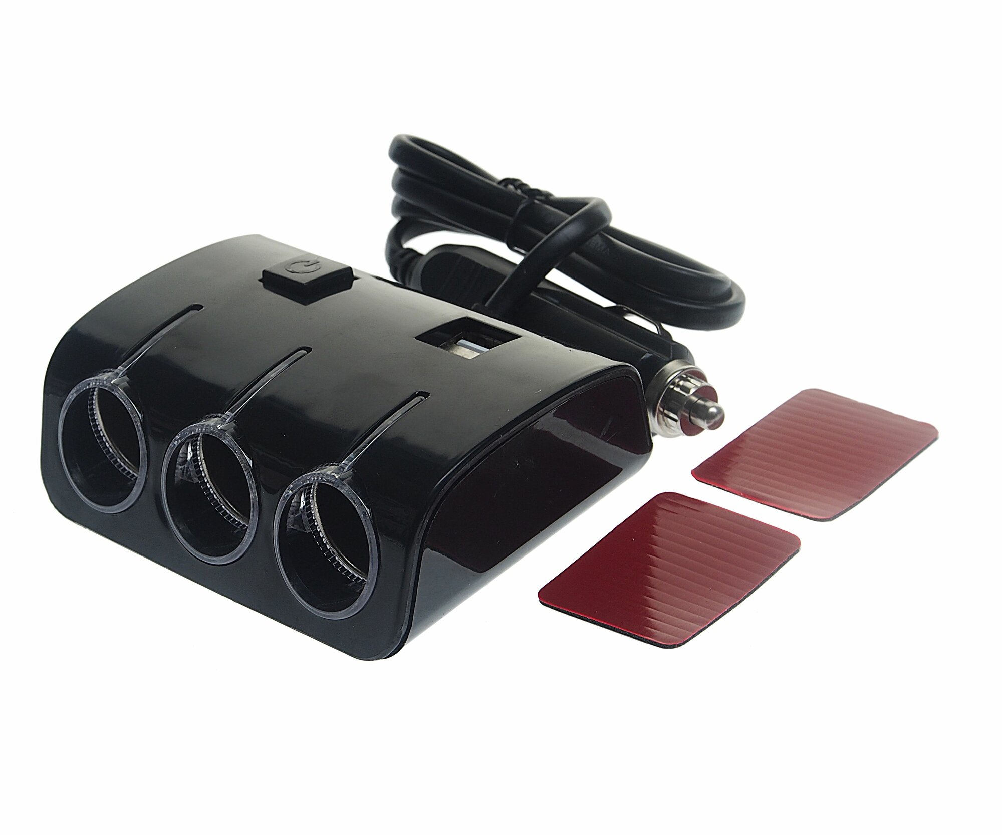 Разветвитель прикуривателя OLS-1506 BLACK на 3 гнезда + USB(3.1A) с удлинителем 0.8м 12V-24V OLESSON