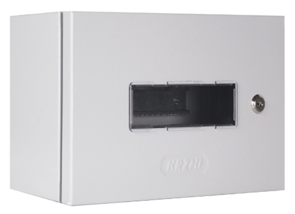 Щит распределительный крзми ЩРН-12 с замком и окном, стальной, серый, IP55 размером 300х310х125мм / электрика