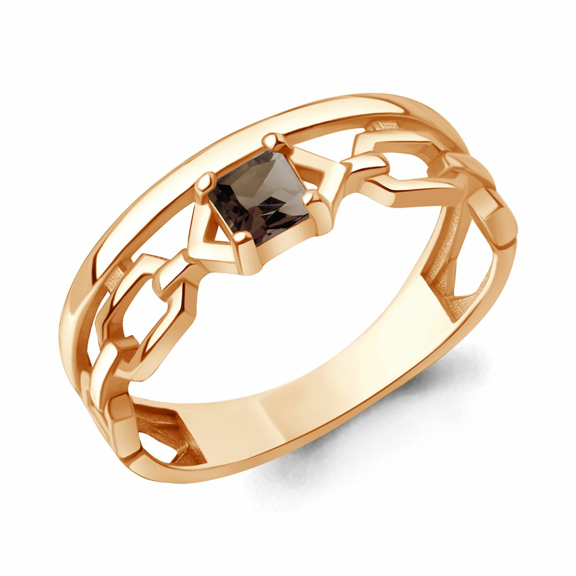 Кольцо, серебро, 925 проба, золочение, кварц