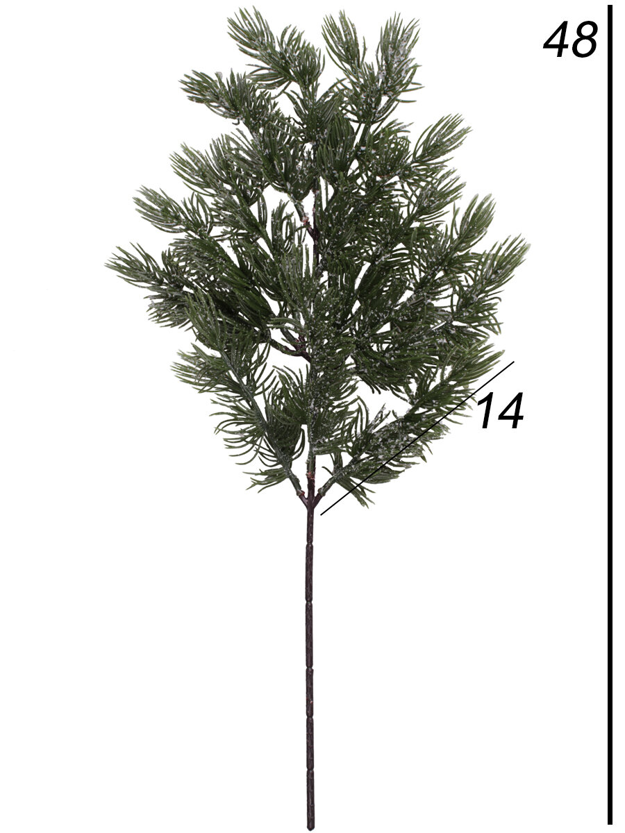 Искусственная ветка ели Holodilova, пластик, длина 48см, зеленая