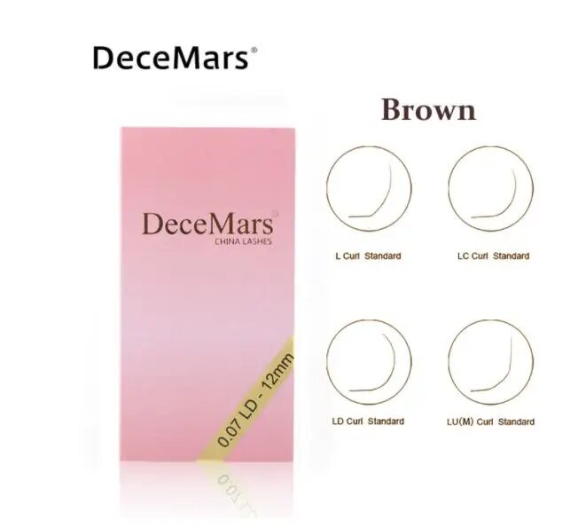 DeceMars ресницы для наращивания Brown, LU, 0.07mm, 8-15 MIX