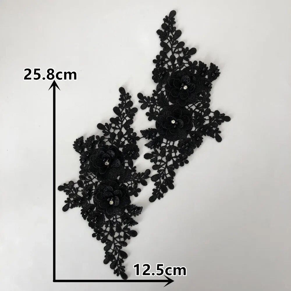 Разноцветная пара цветочных вырезов из АБС-пластика с жемчугом, 3D вышивка стразами, кружевная ткань для платья, сделай сам, шитье, свадебные аппликации, аксессуары