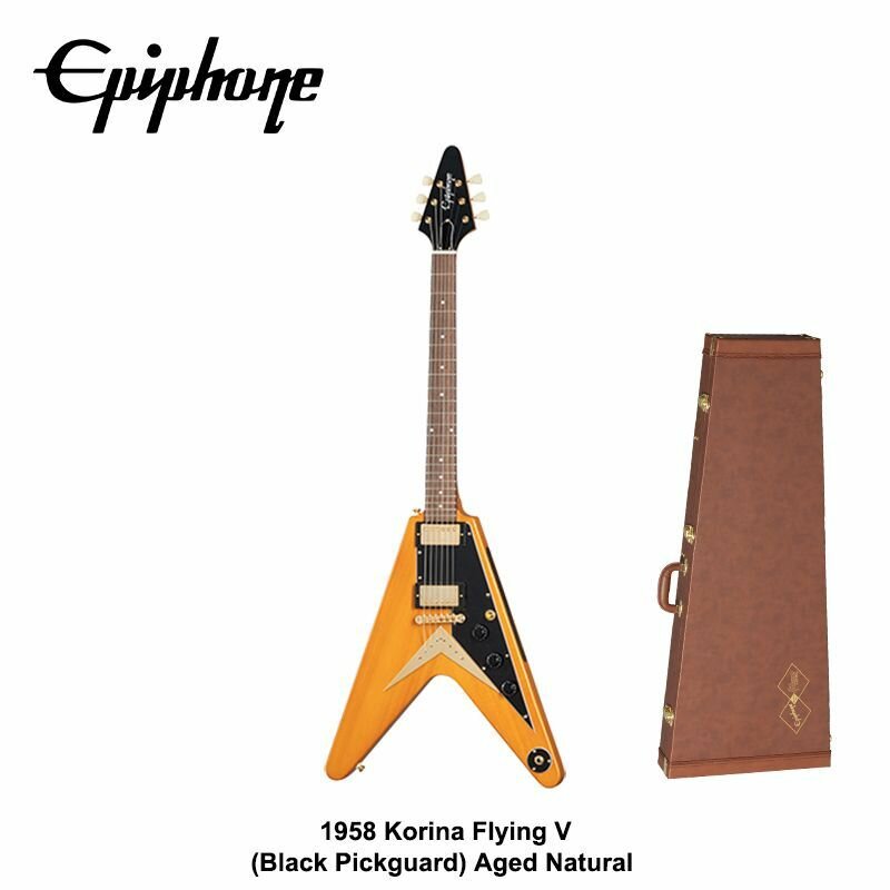 Epiphone 1958 Korina Flying V (Black Pickguard) Aged Natural 6-струнная электрогитара