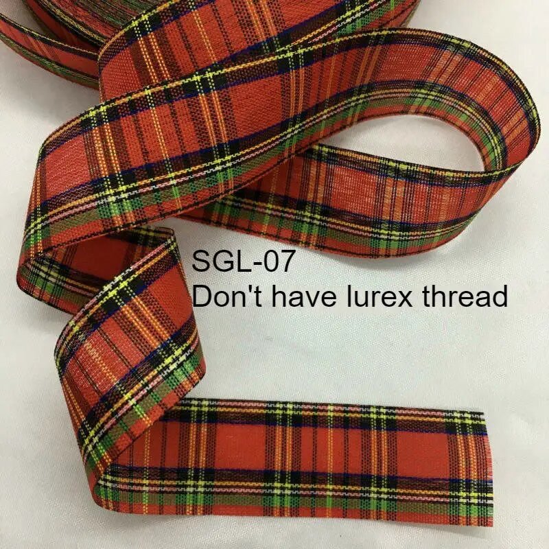 Золотая люрексовая лента шотландка JOYTRIMMINGS 10 м Красный, SGL-07 no lurex