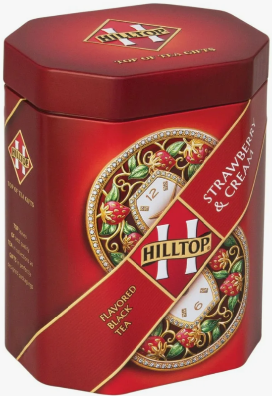 Чай HILLTOP "Земляника со сливками" восьмигранник /жесть/ 100г