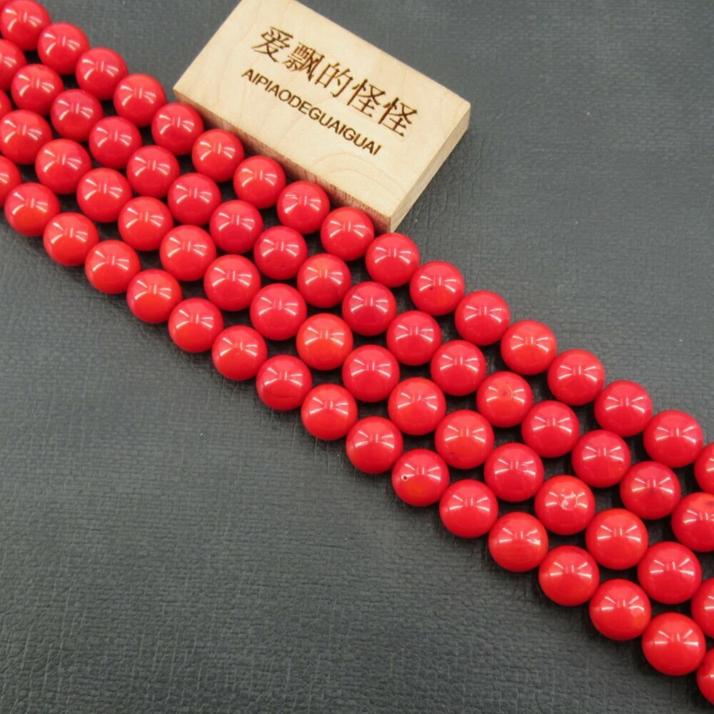 Бусины из красного коралла AIPIAODEGUAIGUAI 10мм