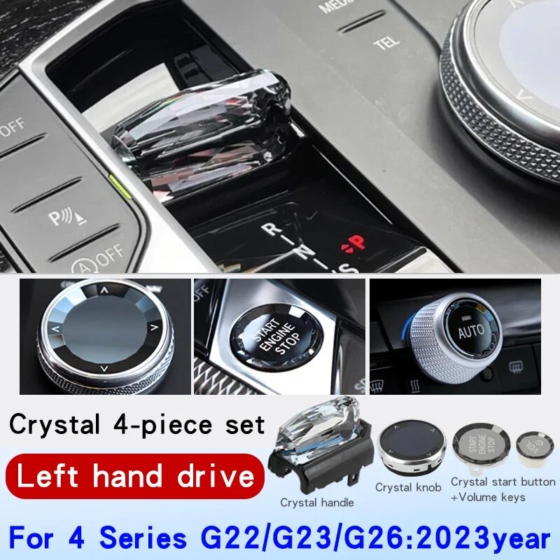 Набор из 4 предметов для BMW 2 3 4 серии F44 F45 F46 G20 G21 G22 G23 G26 G28 i3 i01 ix3 G01 2023 Хрустальная ручка переключения передач с лопастями 4 series