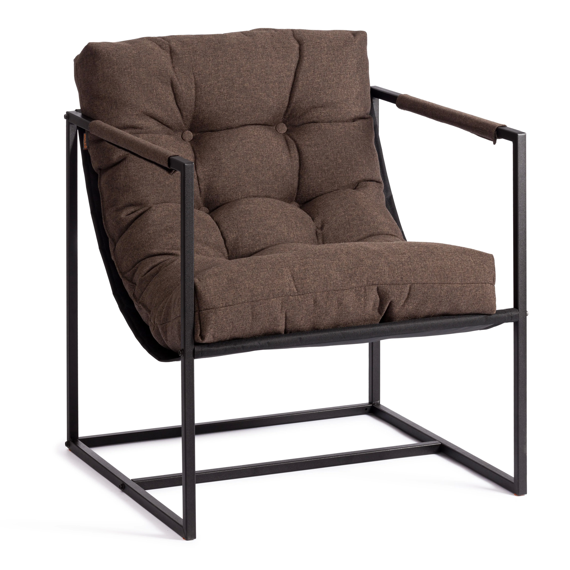 Кресло Charli TetChair коричневый, ткань и металл, мягкое сиденье, с подлокотниками