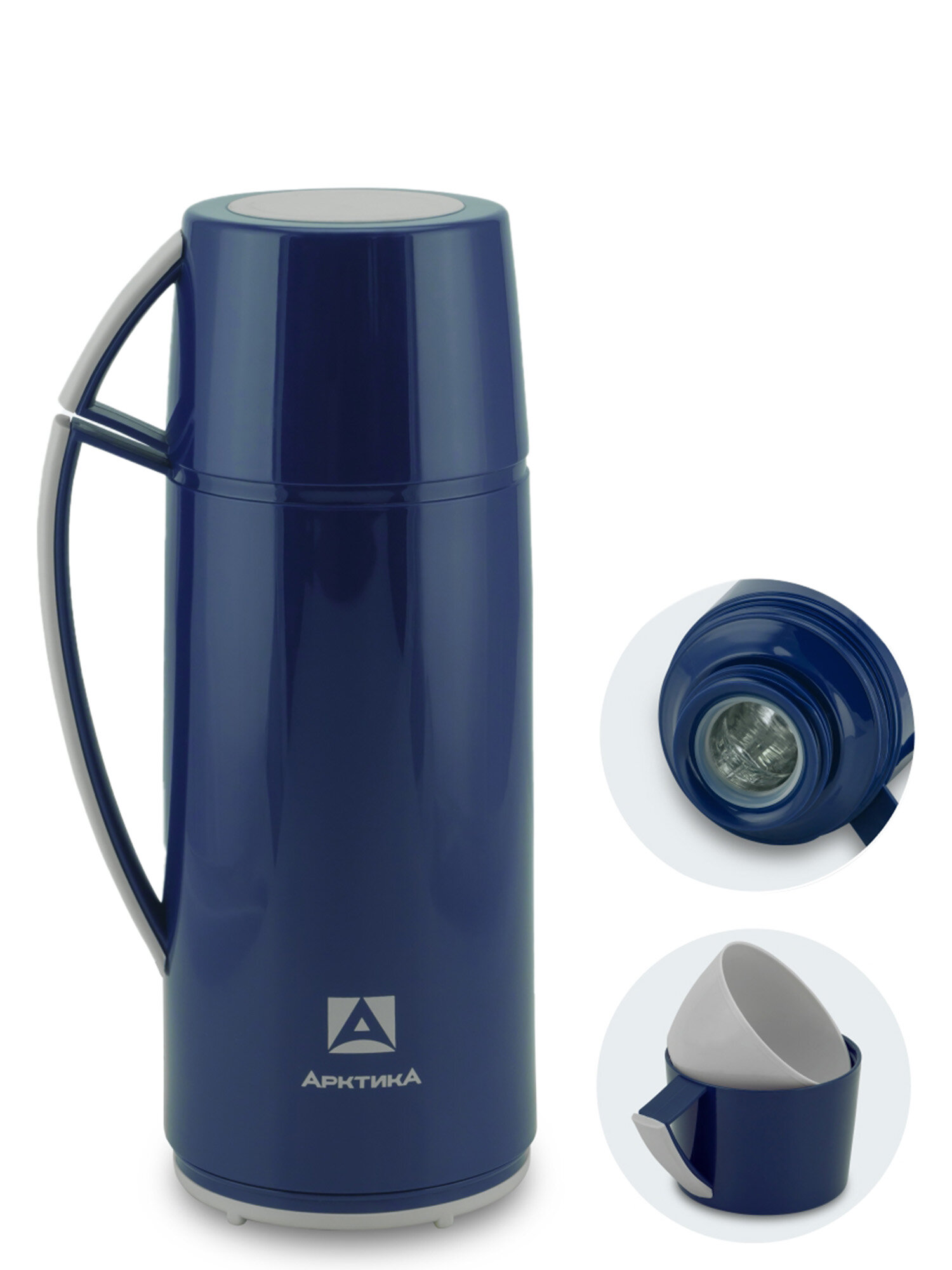 Термос Арктика вакуумный со стеклянной колбой 1700 мл Синий