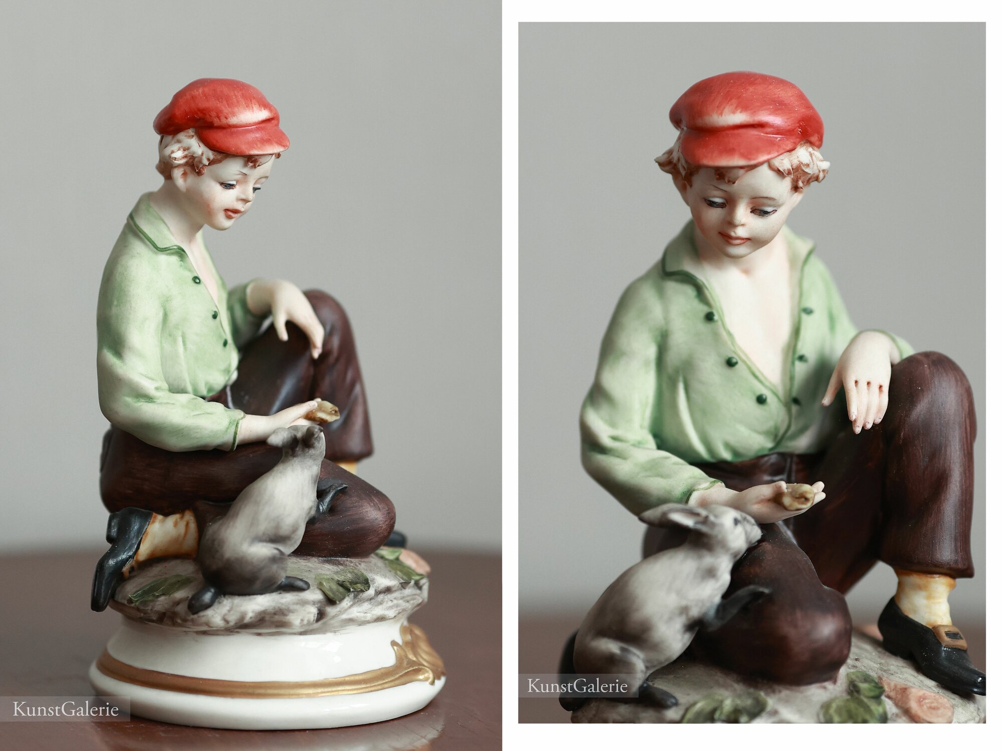 Фарфоровая статуэтка "Мальчик с кроликом", Каподимонте - Мастер Gianni Merlo, Capodimonte - Оригинал, Made in Italy