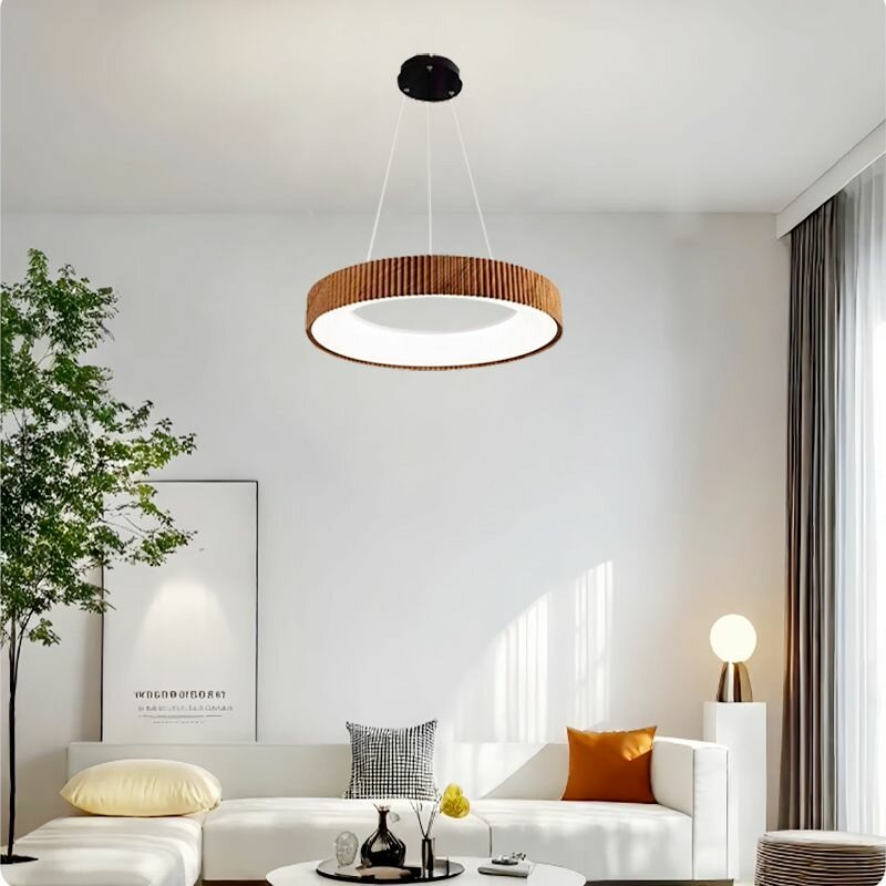 Подвесной светильник с деревянным цветом регулируемый свет и высота