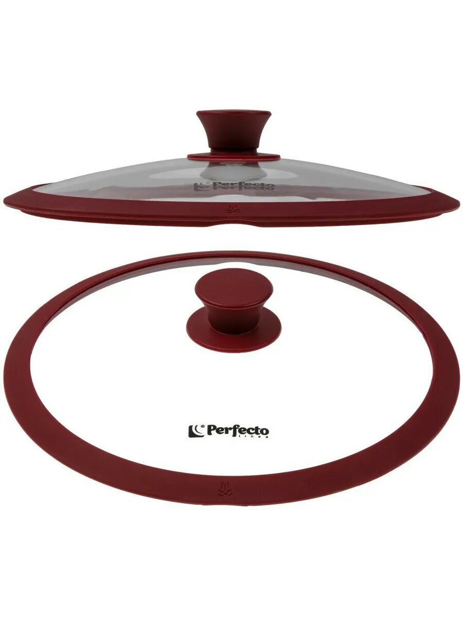 Крышка стеклянная 26 см, с силиконовым ободом, PERFECTO LINEA Burgundy (25-026341)