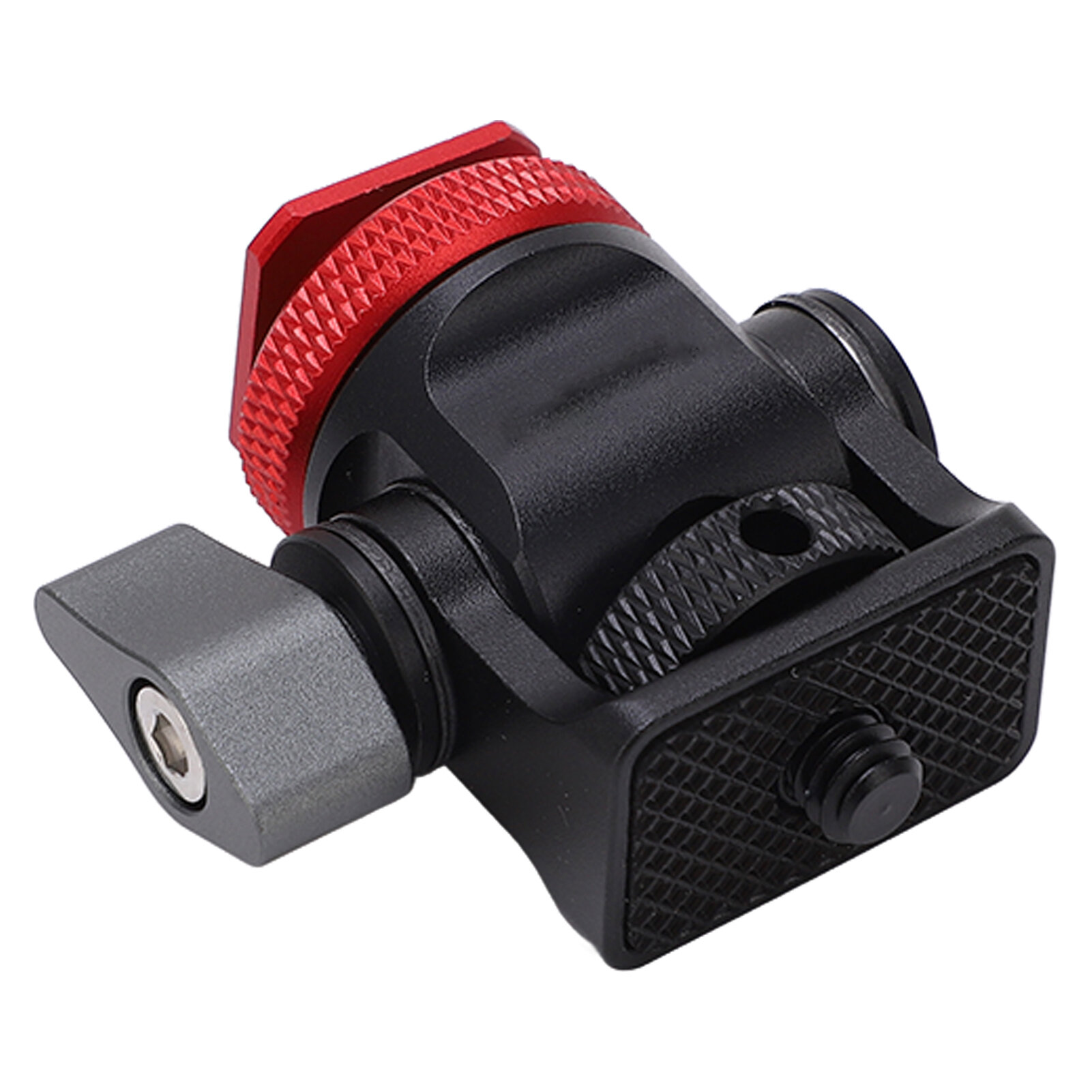 Универсальный держатель для монитора с горячим башмаком и вращающейся ручкой 360°, кронштейн для камеры с 1/4 дюймовым винтом, красный