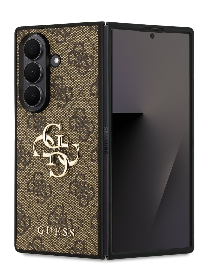 Guess чехол для Galaxy Z Fold7, PU кожа 4G Big metal logo Hard, коричневый