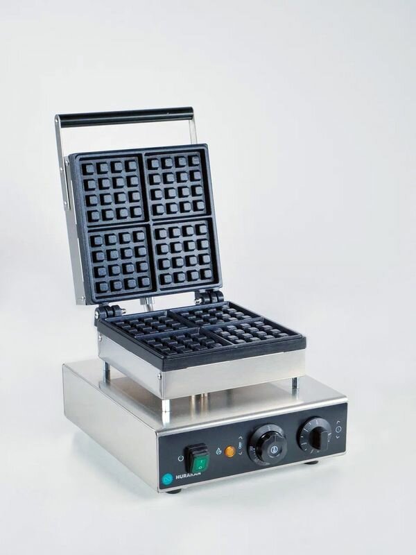 Вафельница профессиональная Hurakan HKN-GES2M, литой аллюминий с антипригарным покрытием, 4 ячейки, 1.6 кВт.