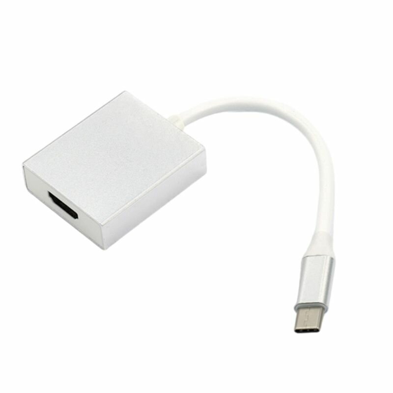 (1 шт.) Алюминиевый кабель Type-C to HDMI 4K - серебристый