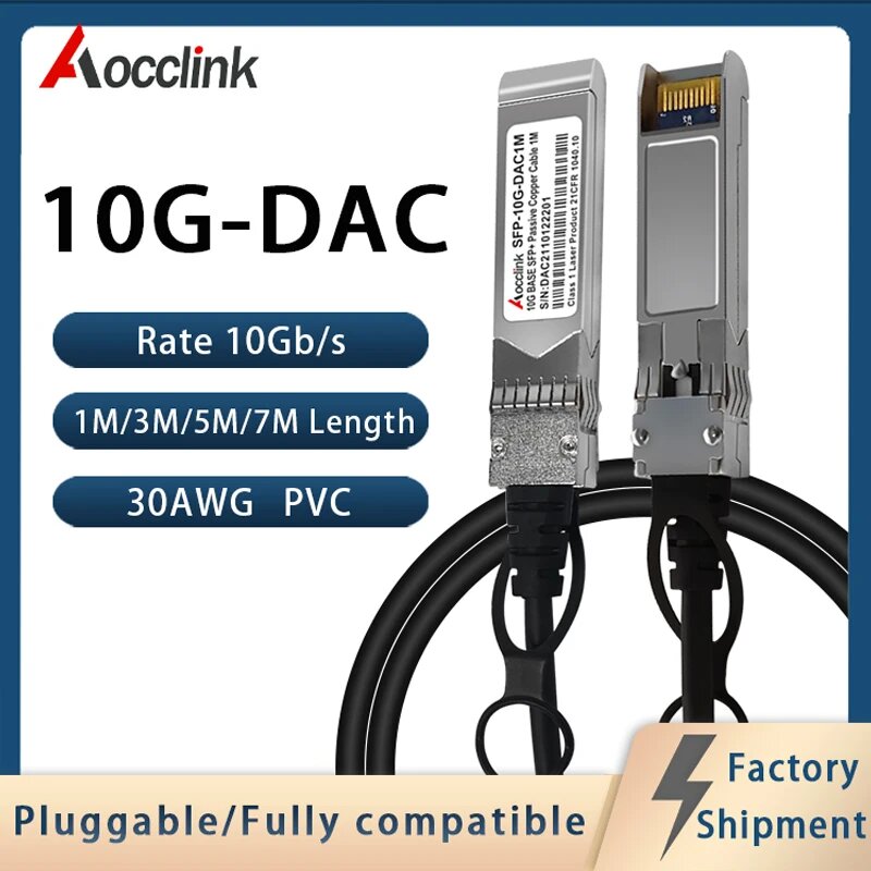 Aocclink DAC 10G SFP+ Пассивный медный кабель DAC 10G-7M