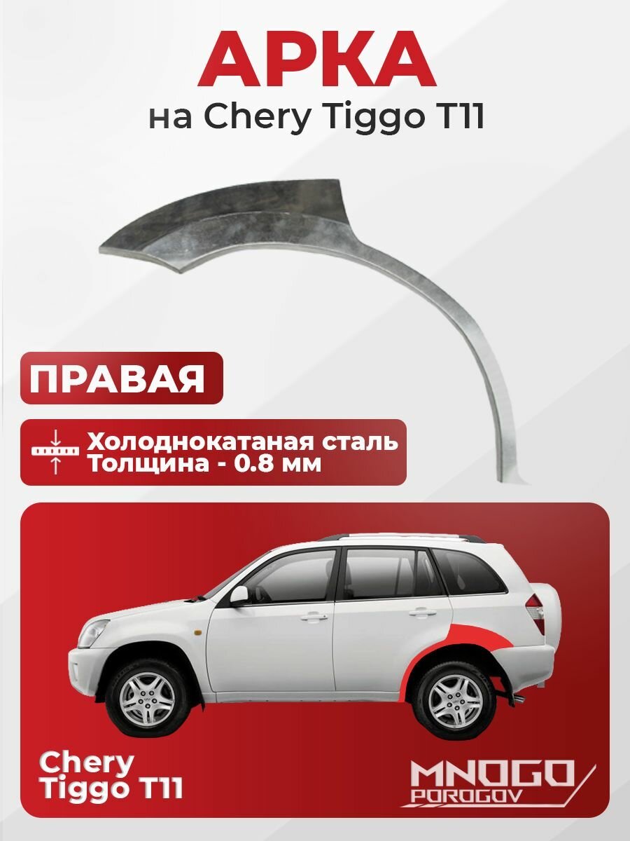 Задняя правая арка на Chery Tiggo (T11) внедорожник 5 дверей 2005-2013 холоднокатаная сталь, толщина 0,8 мм (Чери Тигго Т11), . кузовной ремонт.