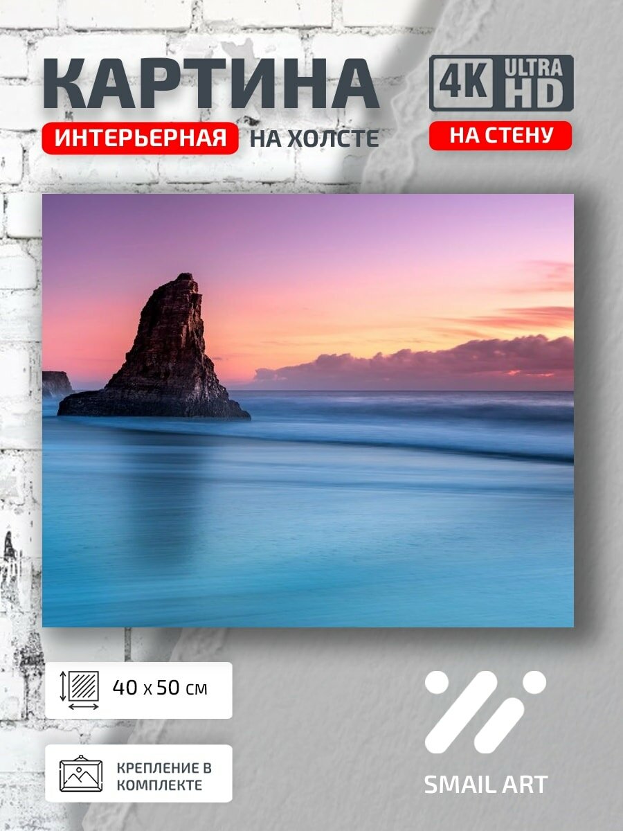 Картина на холсте интерьерная 40 на 50 на стену фиолетовое небо для кафе пейзаж