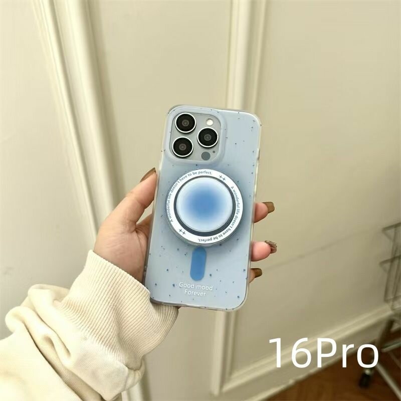 Комплект 2 в 1 на iPhone 16por (чехол, попсокет), MagSafe, синий