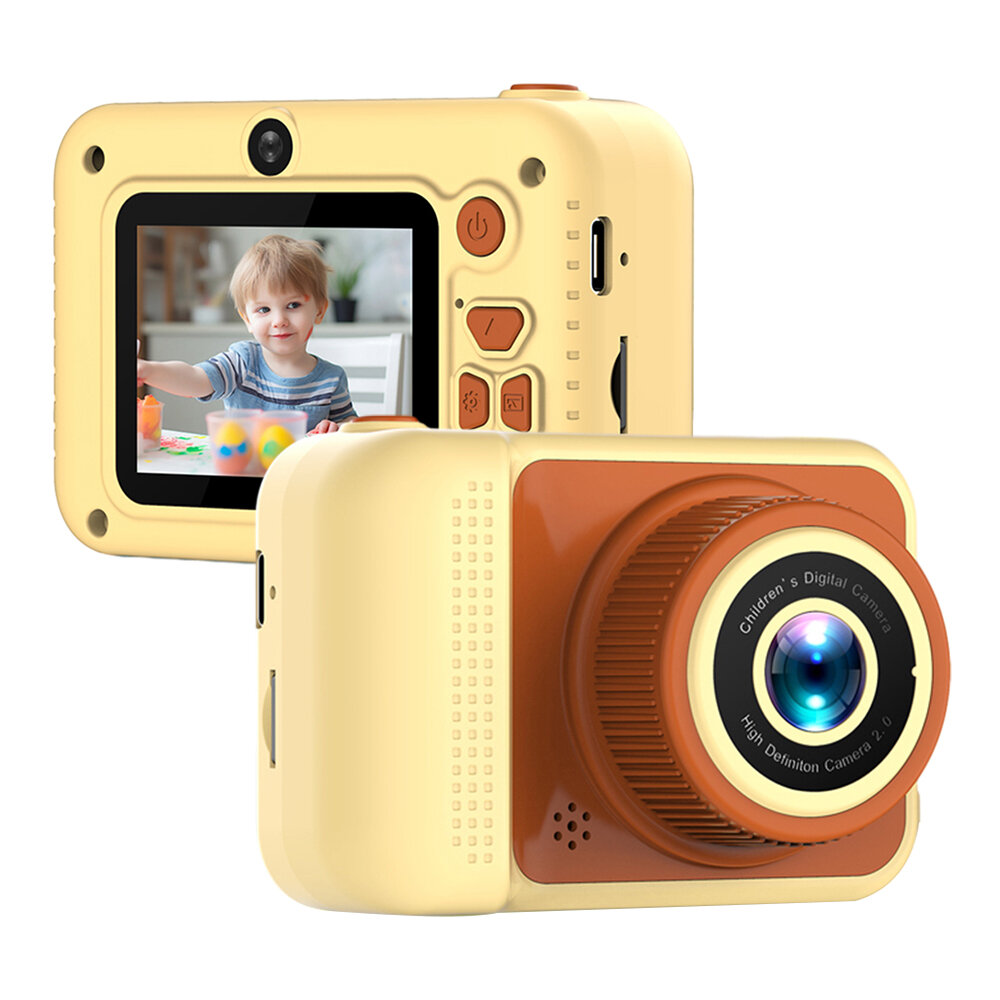 Детская цифровая камера 1080P 20MP для мальчиков и девочек с 4X цифровым зумом, 2.0-дюймовым IPS-экраном, двойными объективами, функциями съемки фото, видео, 5-ю играми, поддержкой 64G TF-карт, цветами Розовый/Синий/Желтый/Зеленый