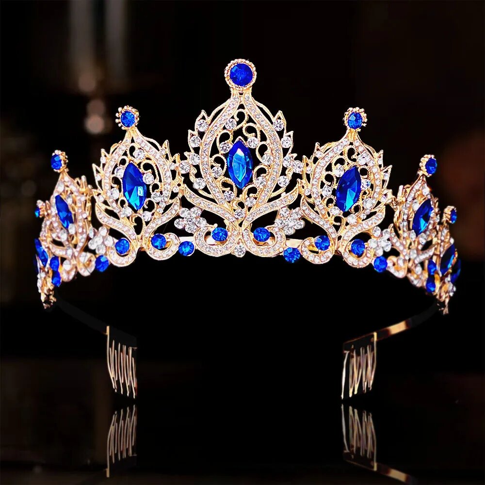 DIEZI фиолетовая тиара из горного хрусталя blue gold