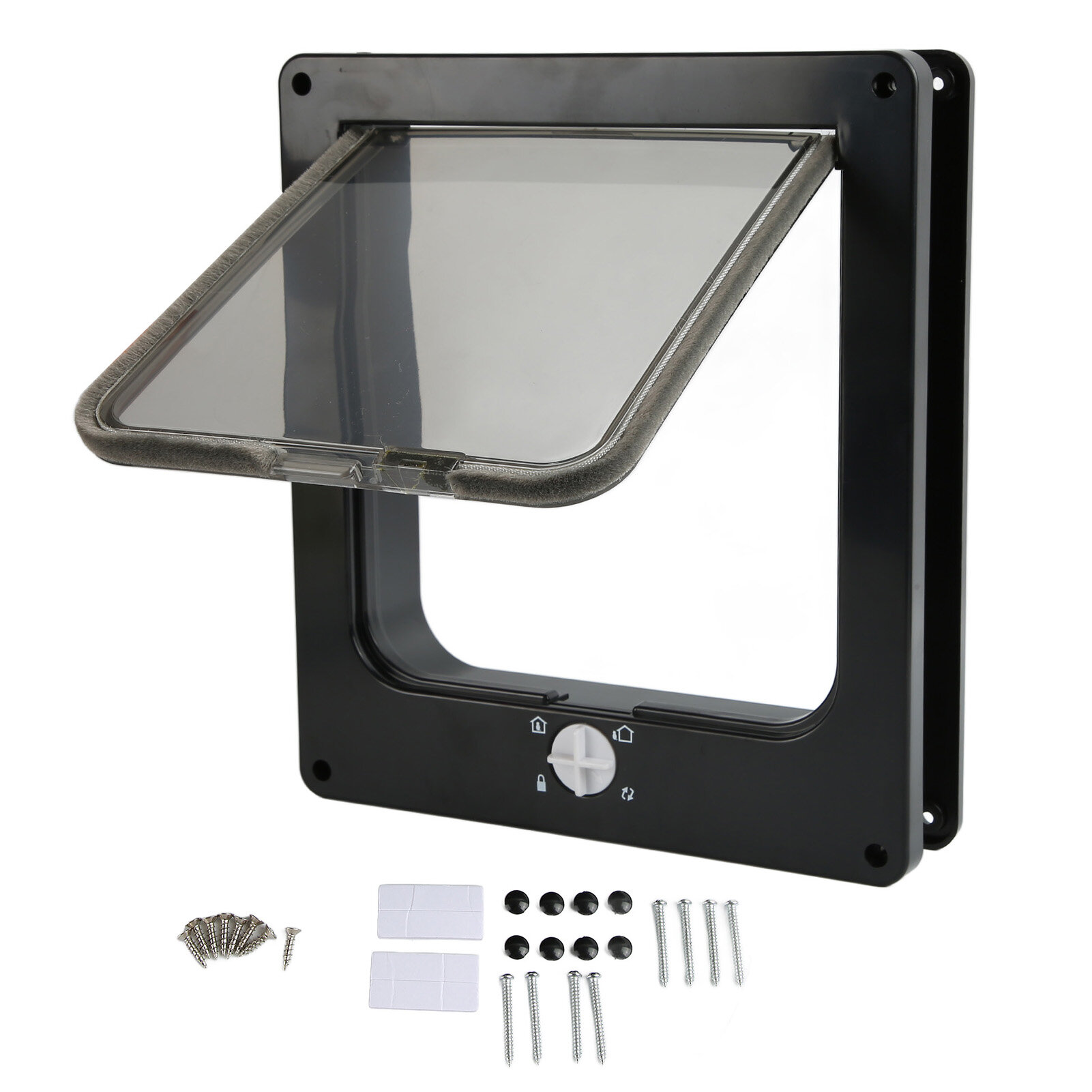 Износостойкая автоматическая дверца для домашних животных с функцией закрытия окон, для всех стандартных межкомнатных дверей, черная, размер XL