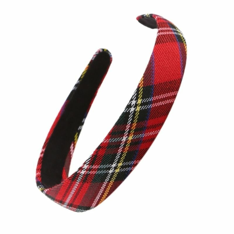 Повязка на голову в клетку стиле ретро, сшитая из ткани-Стиль 4