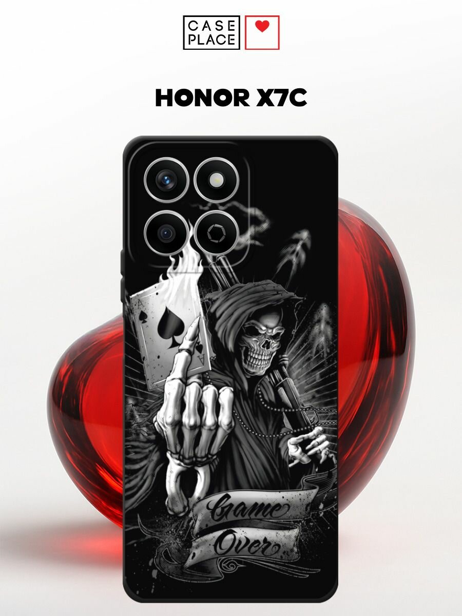 Черный матовый чехол на Honor X7C / Хонор X7C с принтом Конец игры