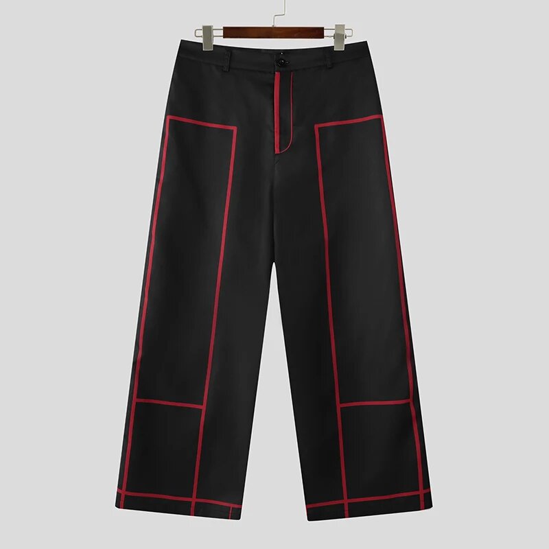 INCERUN мужские лоскутные брюки из полиэстера Красный, 5XL, Красный