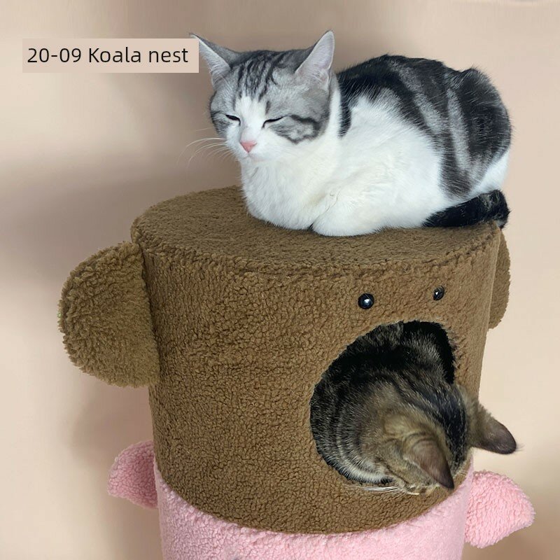 Коала-кошачья кровать-домик с диаметром 45 см, мягкая флисовая подкладка, интерьерная мебель для кошек