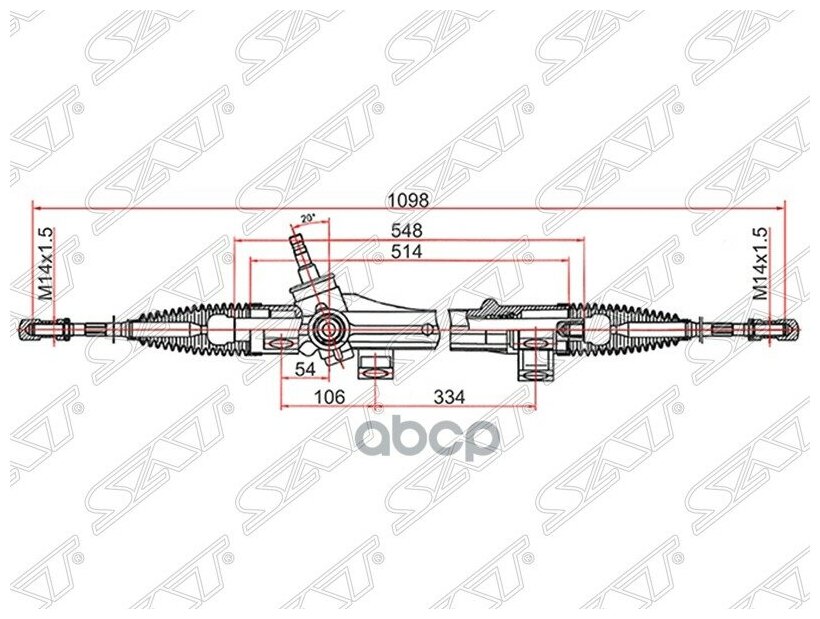 Рейка рулевая Toyota Corolla 02- LHD (электрическая) шток D=14 Sat арт. ST-45510-02070