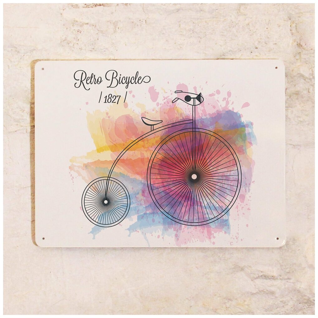Жестяная табличка Retro bicycle, металл, 20х30 см