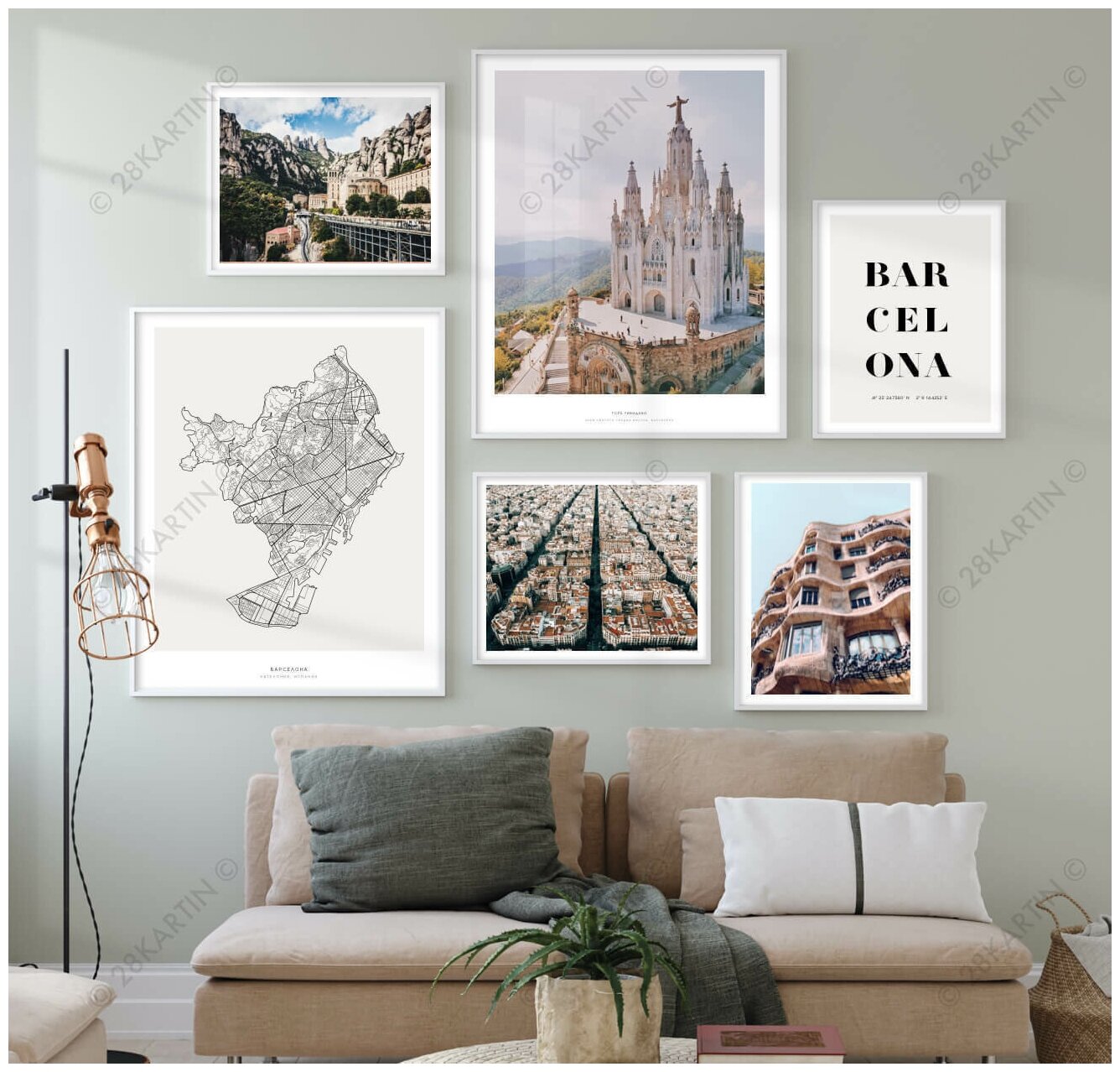 Постер 6 шт без рамки "Барселона" набор картин для интерьера