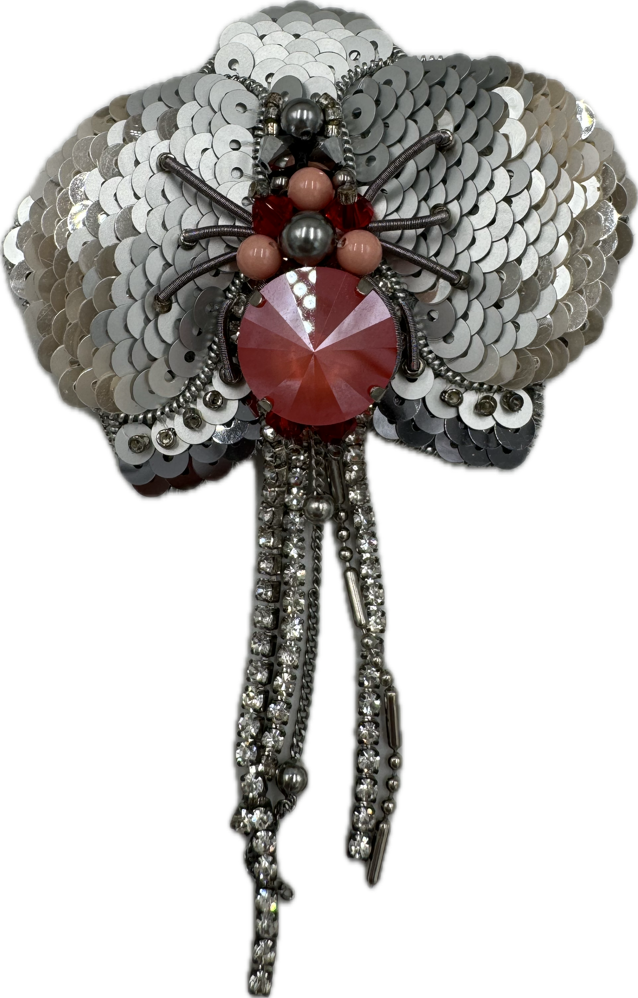 Брошь, Swarovski Zirconia, бисер, жемчуг имитация