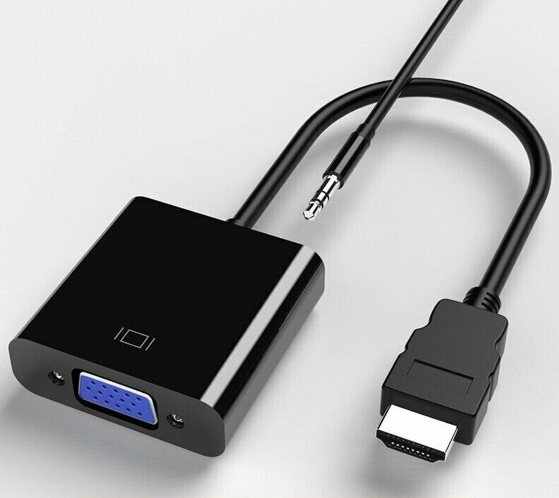 Видеоадаптер HDMI (M) -> VGA+аудио, черный