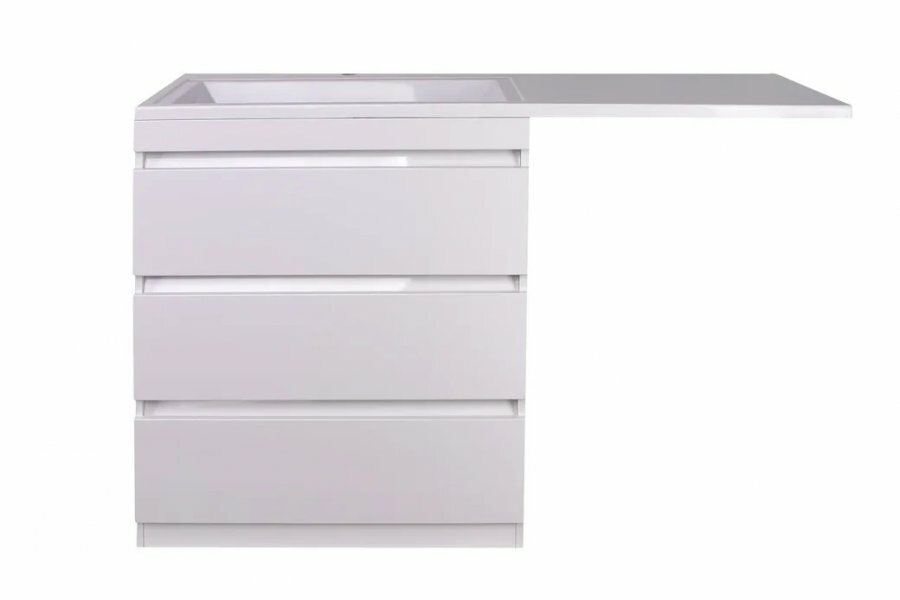 Тумба напольная с раковиной "Даллас 130", 3 ящ, (раковина Даллас 130 левая) Люкс белая, PLUS